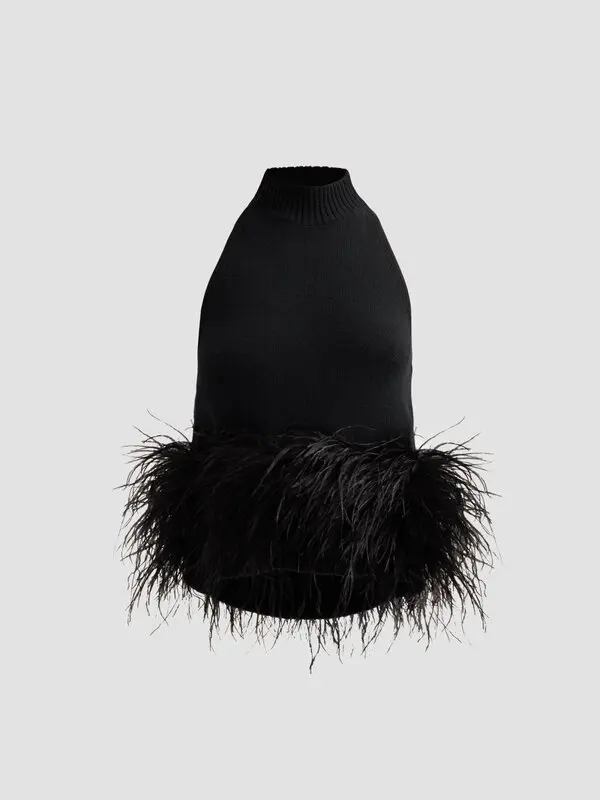 Ramy Brook Kelly Ostrich Feather Wool-blend Top
