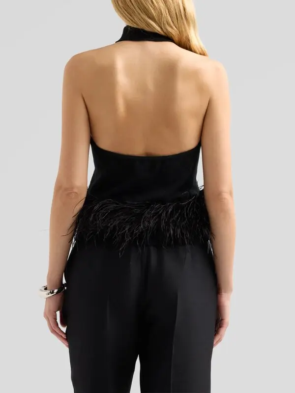 Ramy Brook Kelly Ostrich Feather Wool-blend Top