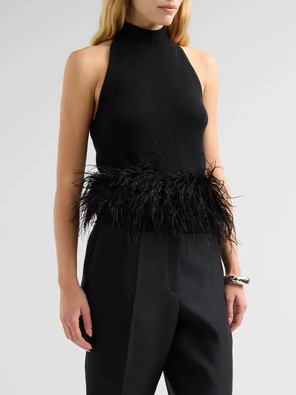 Ramy Brook Kelly Ostrich Feather Wool-blend Top
