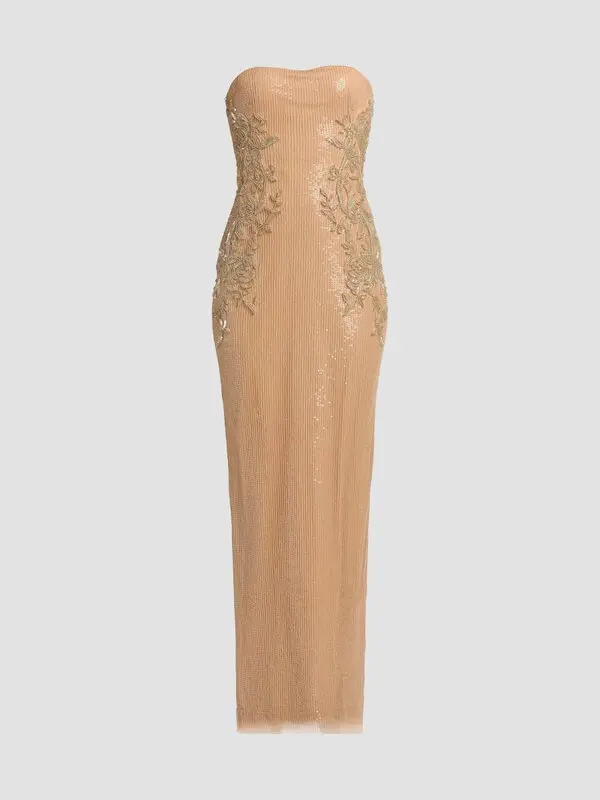 Prabal Gurung Michaela Sequined Floral Strapless Gown