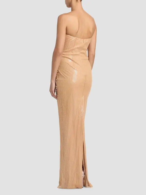 Prabal Gurung Michaela Sequined Floral Strapless Gown