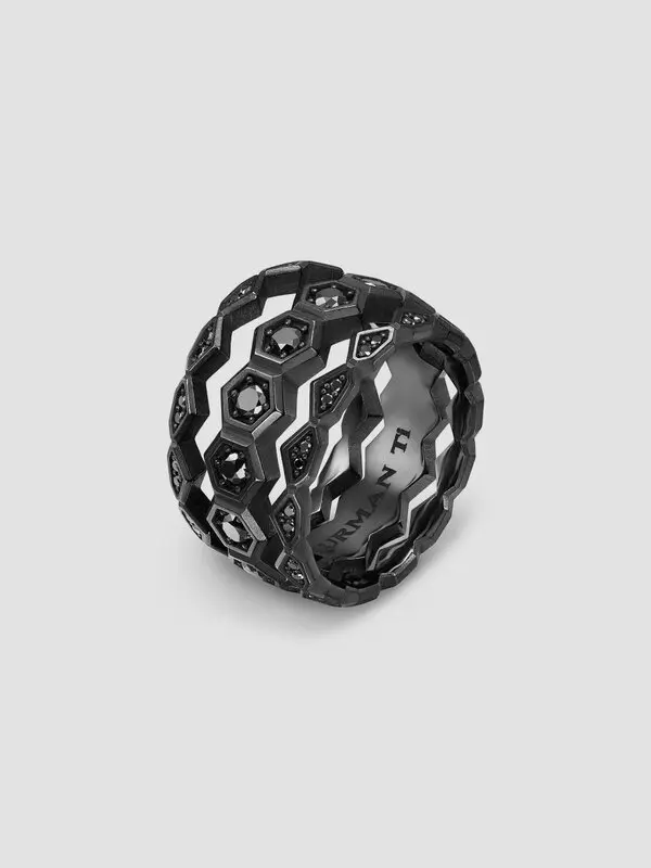 David Yurman Hex Stack Ring In Titanium - Black Diamond