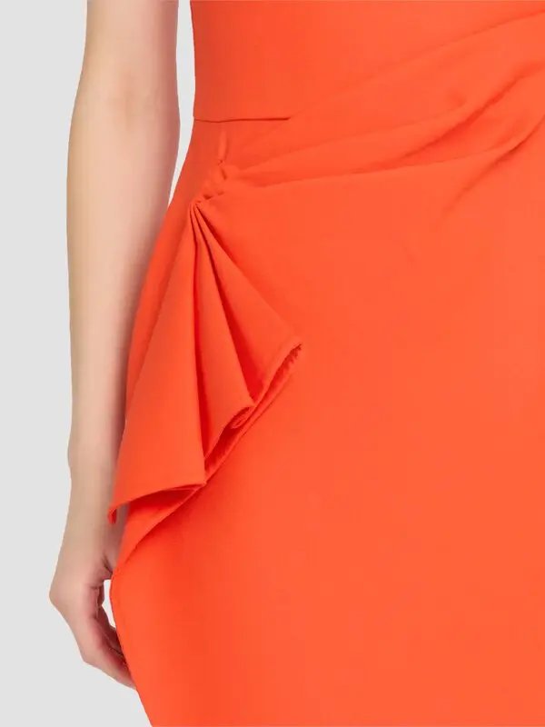 Oscar De La Renta Draped-waist Wool-blend Short-sleeve Day Dress