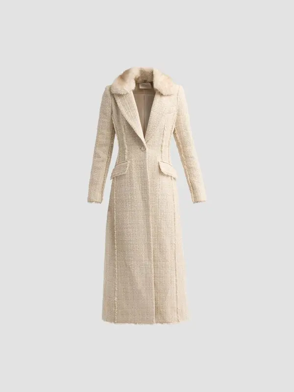 Ramy Brook Betsy Faux-fur Collar Tweed Longline Coat