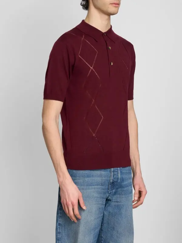 Dries Van Noten Argyle Cotton Polo Shirt
