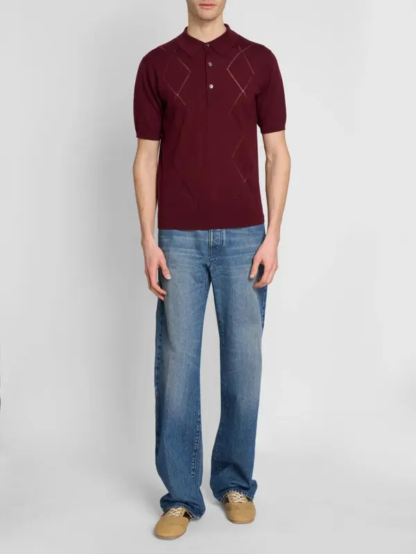 Dries Van Noten Argyle Cotton Polo Shirt