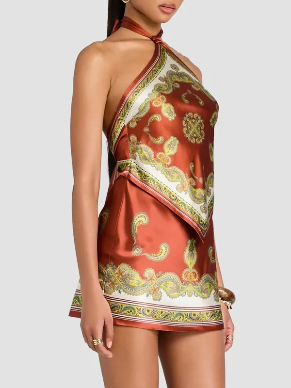 Retrofete Adelaide Silk Halter Mini Dress