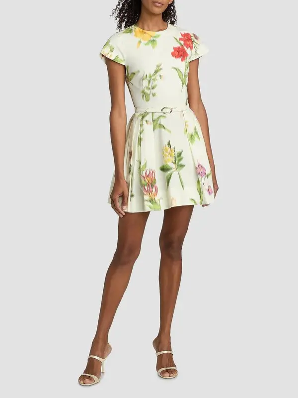 Oscar De La Renta Floral Poplin Day Minidress