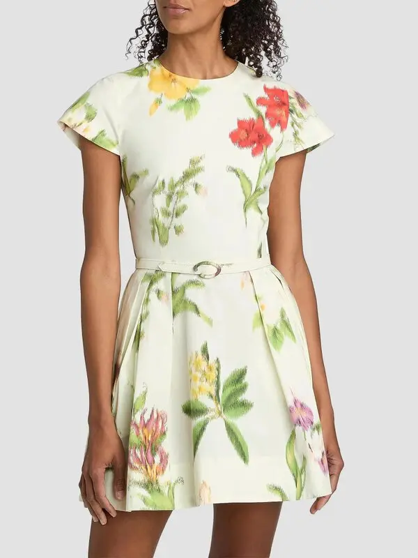 Oscar De La Renta Floral Poplin Day Minidress