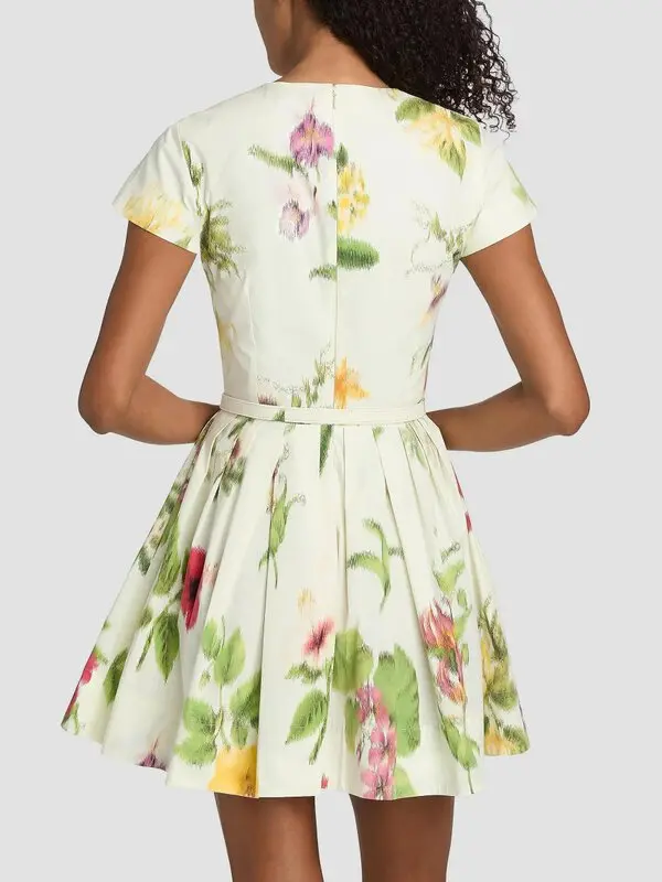 Oscar De La Renta Floral Poplin Day Minidress