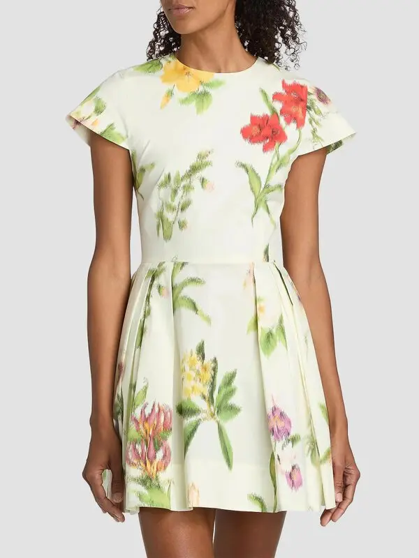 Oscar De La Renta Floral Poplin Day Minidress