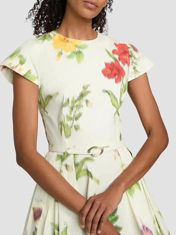 Oscar De La Renta Floral Poplin Day Minidress