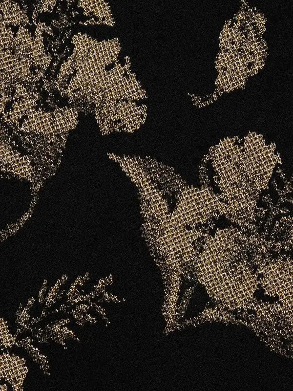 Oscar De La Renta Hibiscus Metallic Jacquard Cocktail Dress