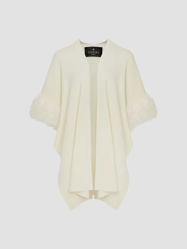 Gorski Knit Vest With Select Mongolian Shearling Lamb Trim - Ivory