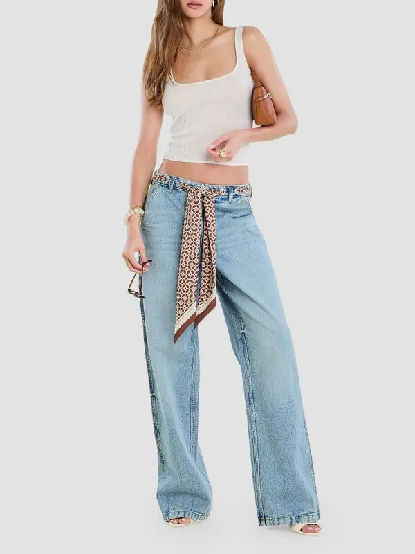 SEROYA Bond Sash Belt Baggy Jeans