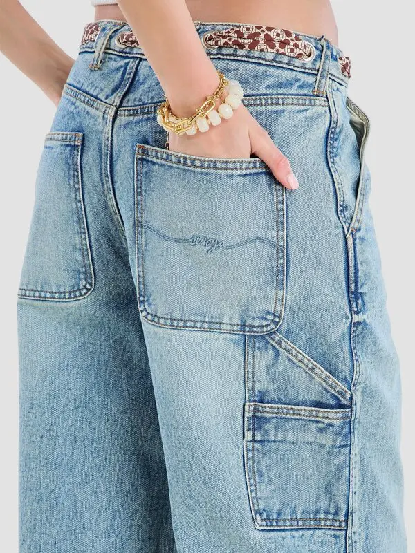 SEROYA Bond Sash Belt Baggy Jeans