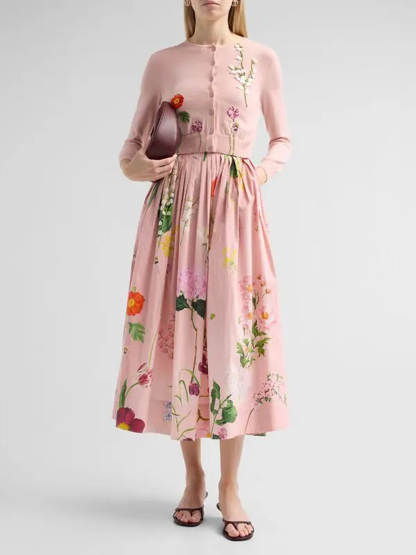 Oscar De La Renta Mixed Floral-embroidered Wool Cardigan