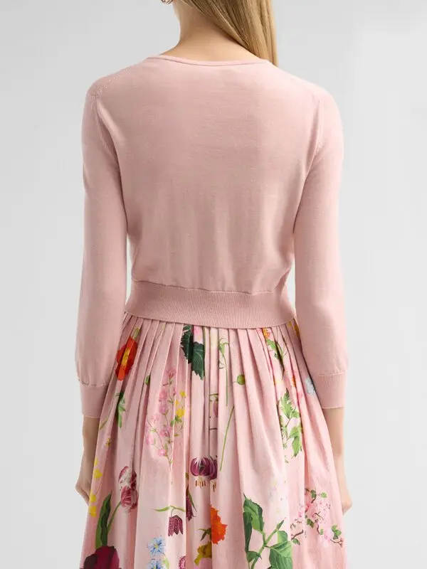 Oscar De La Renta Mixed Floral-embroidered Wool Cardigan