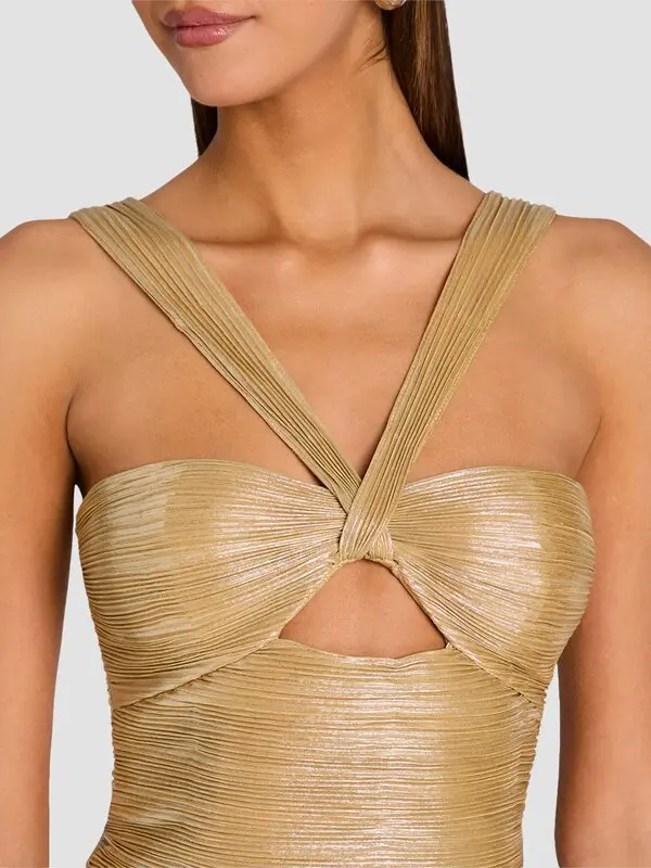 Retrofete Solace Metallic V-neck Cut-out Gown