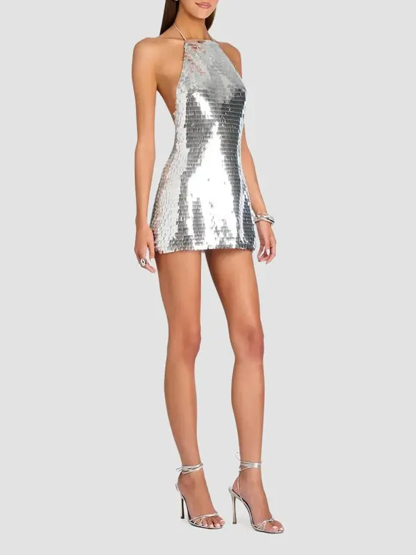 Retrofete Jawa Sequin Halterneck Mini Dress