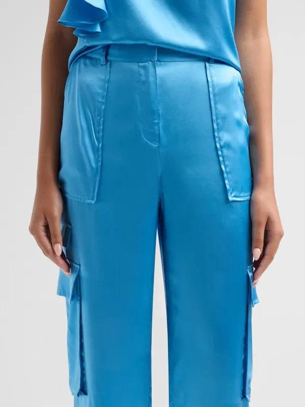 Ramy Brook Hannah Satin Wide-leg Cargo Pants - Oasis