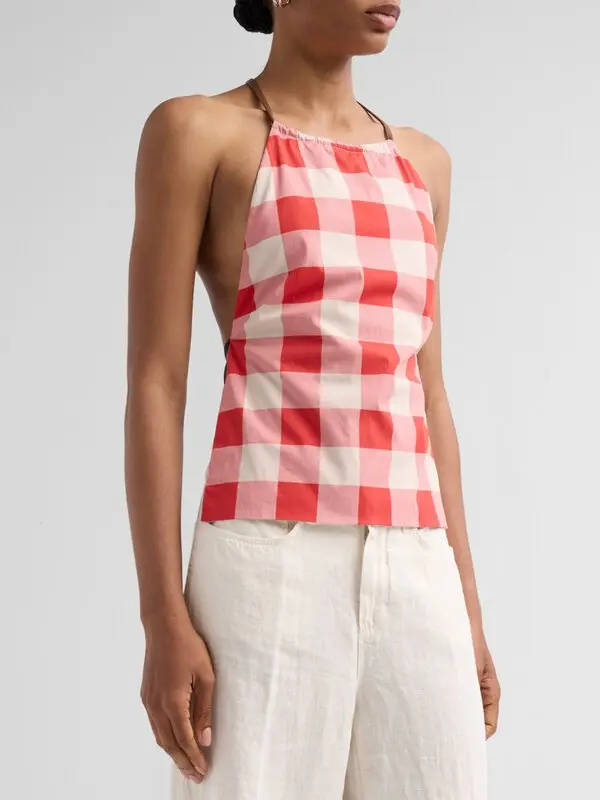 SEROYA Deza Check Halter Top