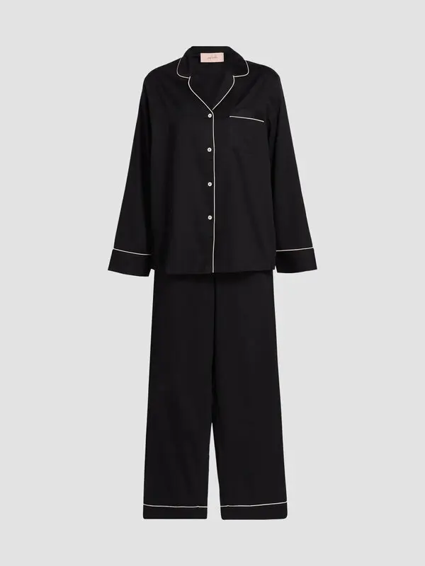 PAPINELLE Zoe Camp Collar Cotton-sateen Pajamas - Black