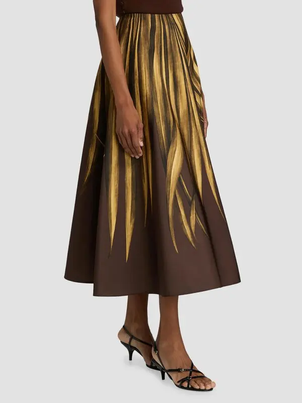 Oscar De La Renta Palm Print A-line Midi-skirt