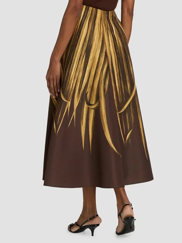 Oscar De La Renta Palm Print A-line Midi-skirt
