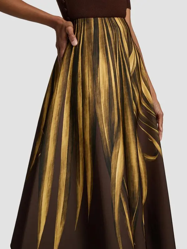 Oscar De La Renta Palm Print A-line Midi-skirt