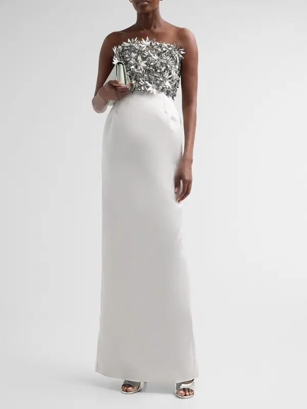 Prabal Gurung Floral-embellished Strapless Column Gown