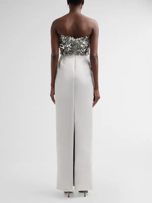 Prabal Gurung Floral-embellished Strapless Column Gown