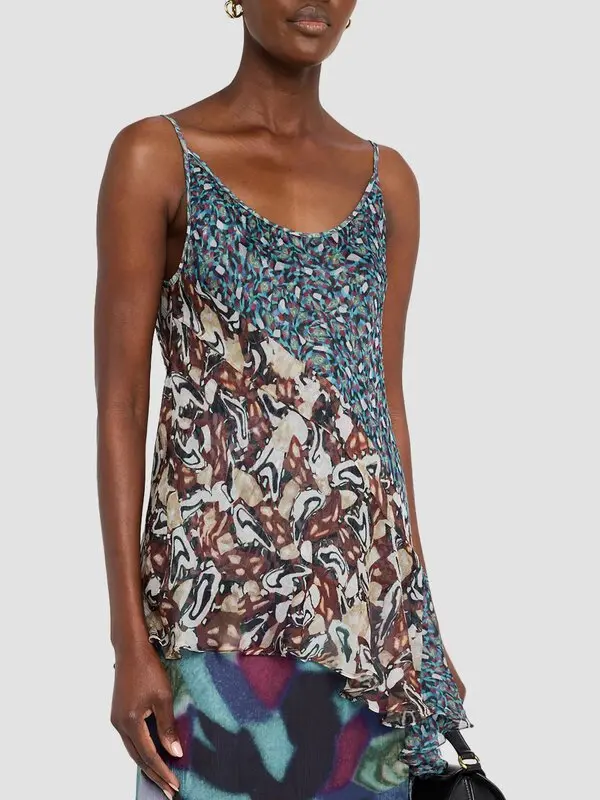 Dries Van Noten Crisanna Printed Silk Asymmetric Top