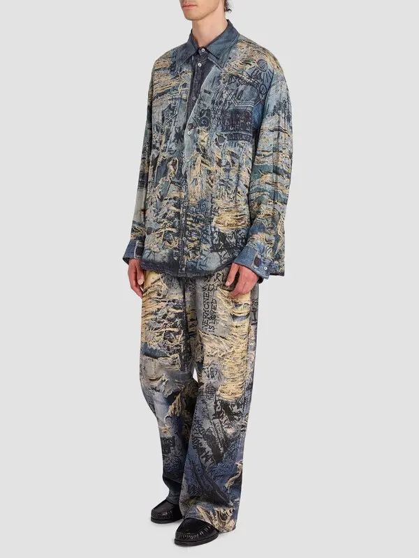 Acne Studios Setar Torn Scribble Printed Linen Shirt