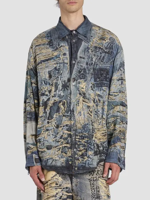 Acne Studios Setar Torn Scribble Printed Linen Shirt