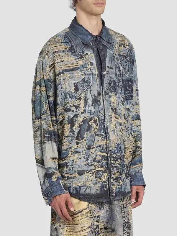 Acne Studios Setar Torn Scribble Printed Linen Shirt