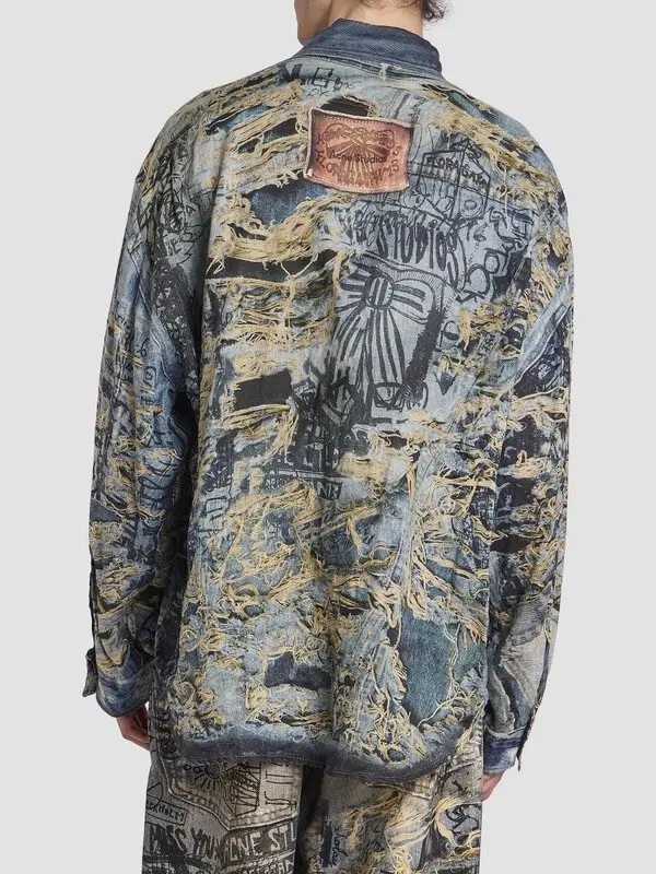 Acne Studios Setar Torn Scribble Printed Linen Shirt