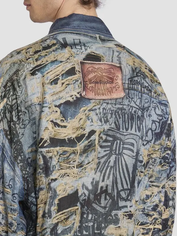 Acne Studios Setar Torn Scribble Printed Linen Shirt
