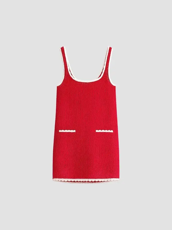 SEROYA Brianna Two-tone Knit Mini Dress - Derby Red Eggshell
