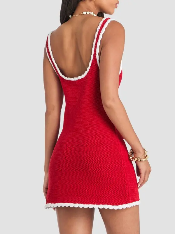 SEROYA Brianna Two-tone Knit Mini Dress - Derby Red Eggshell