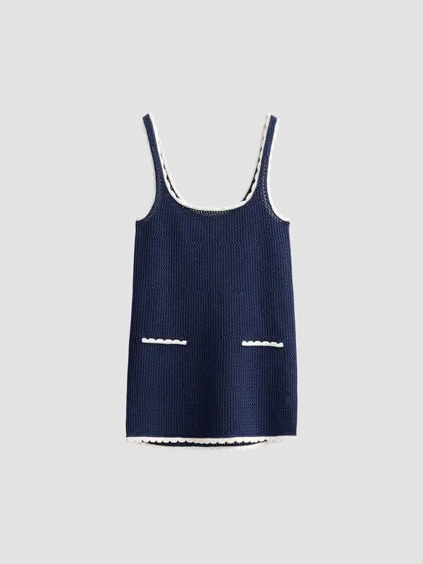 SEROYA Brianna Two-tone Knit Mini Dress - Navy Eggshell
