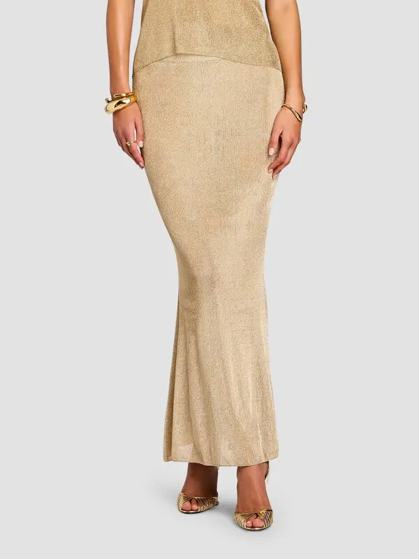 SEROYA Harmony Metallic Knit Maxi Skirt