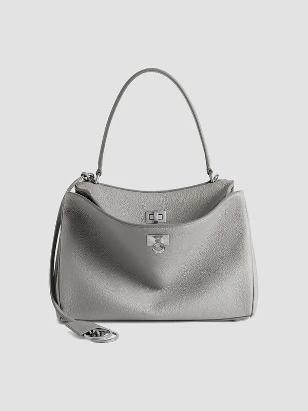 Balenciaga Rodeo Small Grained Calfskin Top Handle Bag - Grey