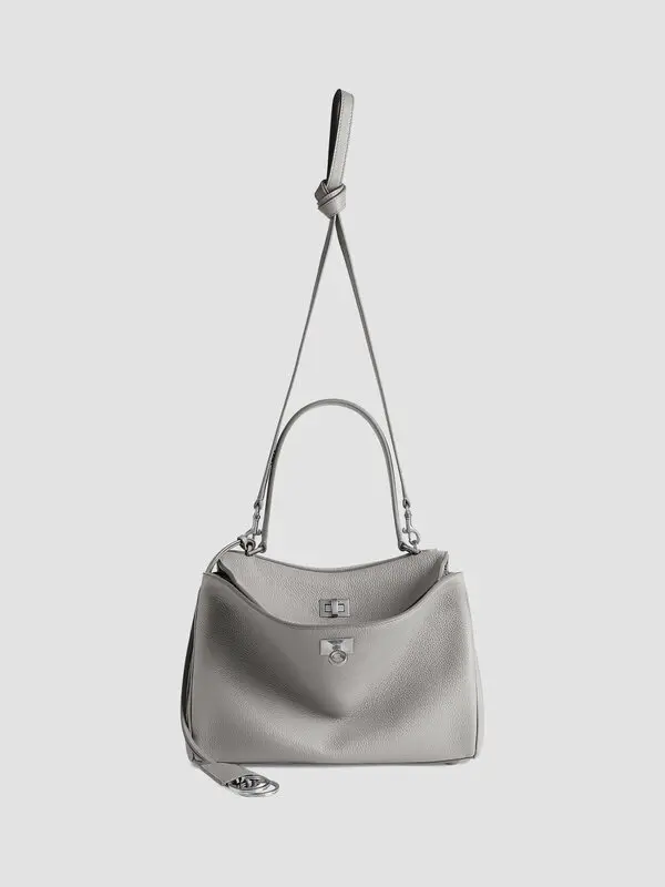 Balenciaga Rodeo Small Grained Calfskin Top Handle Bag - Grey