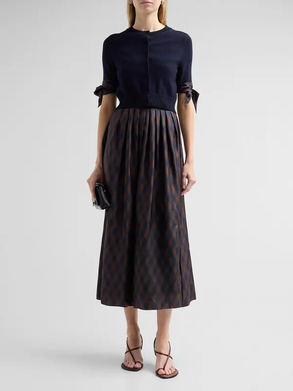 Oscar De La Renta Argyle Tie-detailed Wool Crop Cardigan