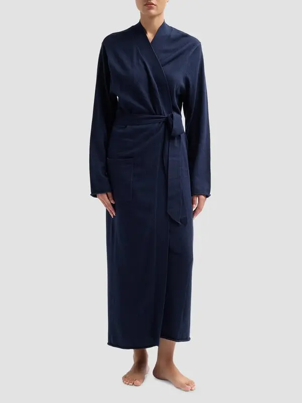 PAPINELLE Cotton-cashmere Tie-waist Robe
