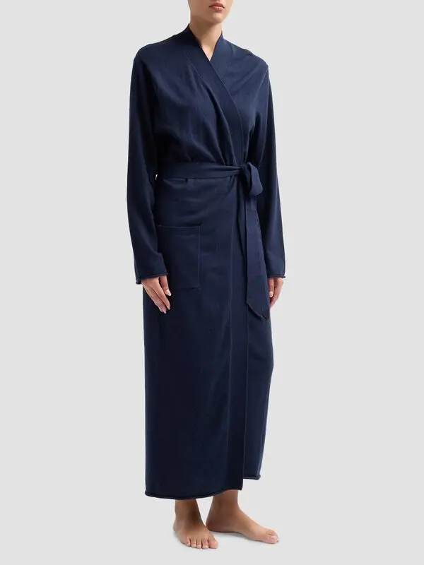 PAPINELLE Cotton-cashmere Tie-waist Robe