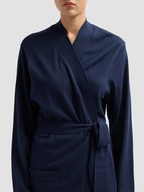 PAPINELLE Cotton-cashmere Tie-waist Robe
