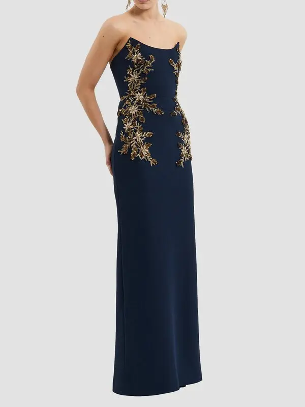 Rebecca Vallance Orla Embellished Stretch-crepe Strapless Gown
