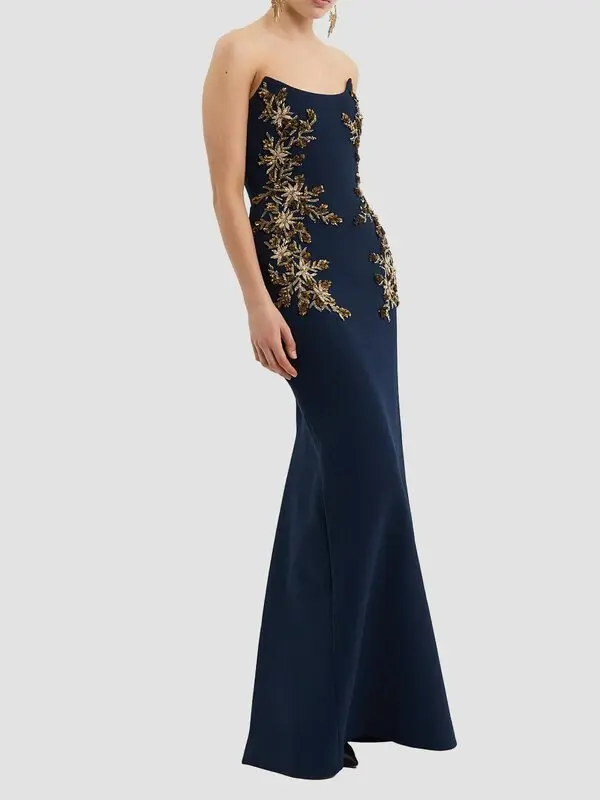 Rebecca Vallance Orla Embellished Stretch-crepe Strapless Gown